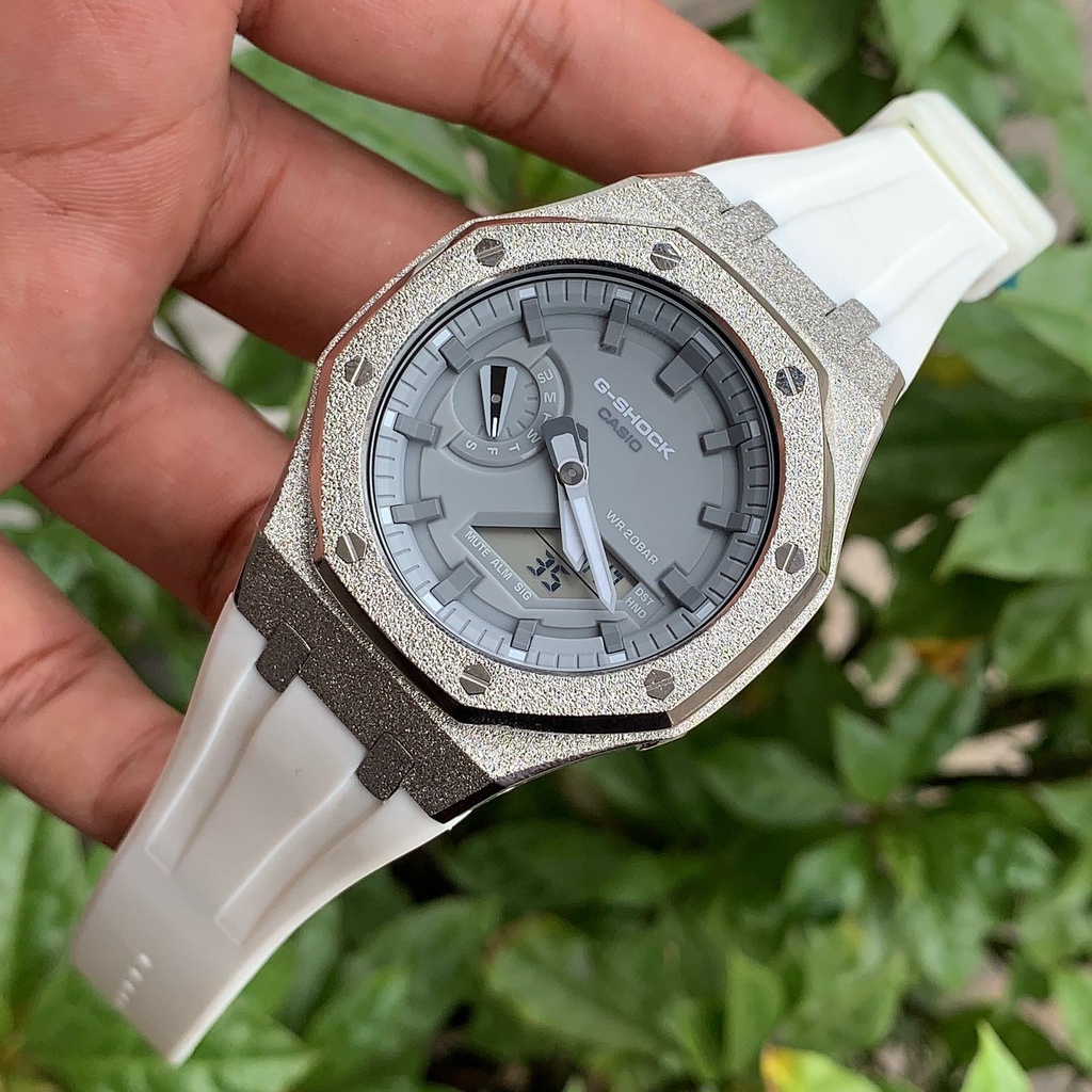 Jual Casioak Gshock GA 2100 ET-8ADR Diamond Silver Rubber White 44mm ...