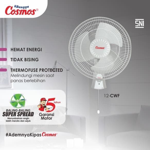 Jual kipas angin dinding cosmos 12 inch / wall fan cosmos 12 inc 12-CWF ...