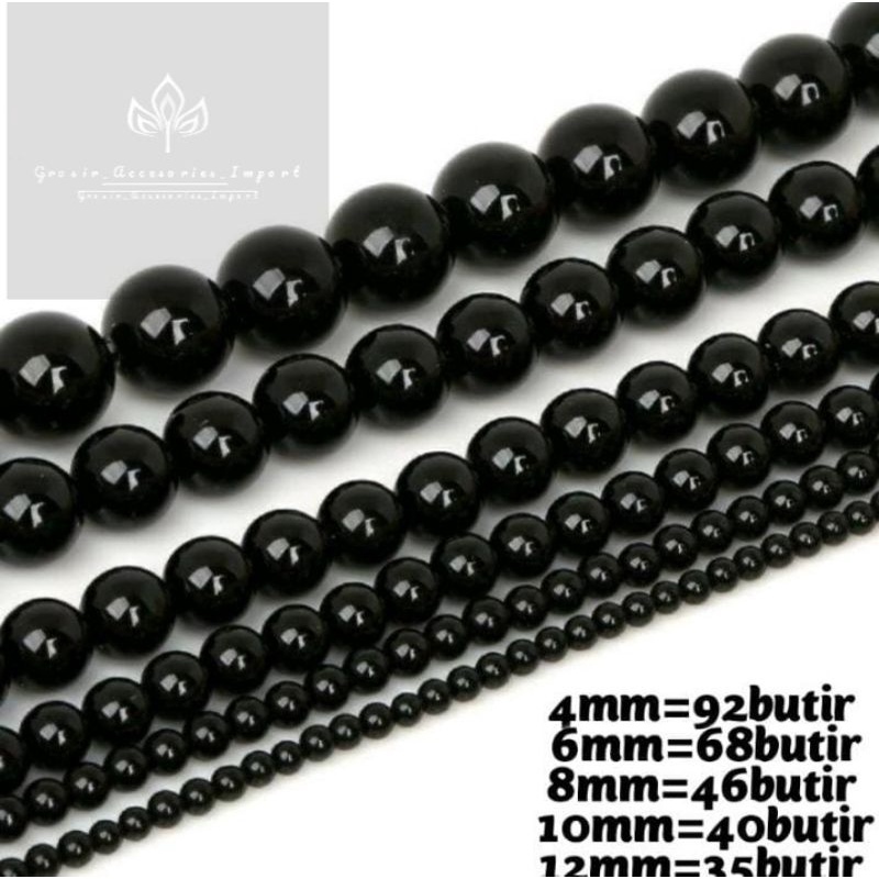 Jual COD Manik Manik Batu Black Onyx 6mm 8mm 10mm 12mm Untuk Bahan ...