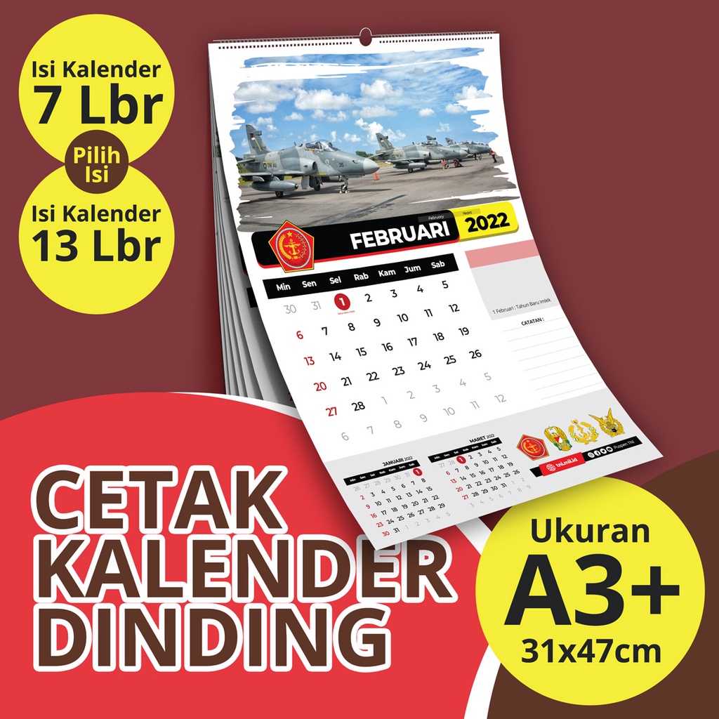 Jual Cetak Kalender Dinding Custom A3+, Isi 7 atau 13 lembar Art Paper 150 | Shopee Indonesia