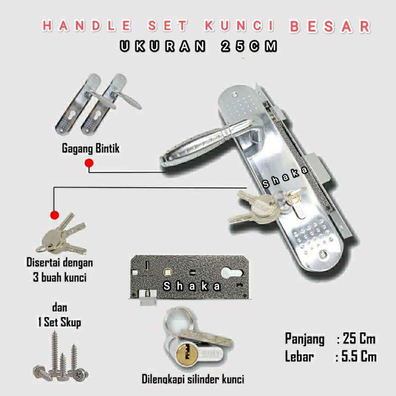 Jual Kunci pintu rumah stainless besar 25cm bodi kunci pintu slot kunci ...