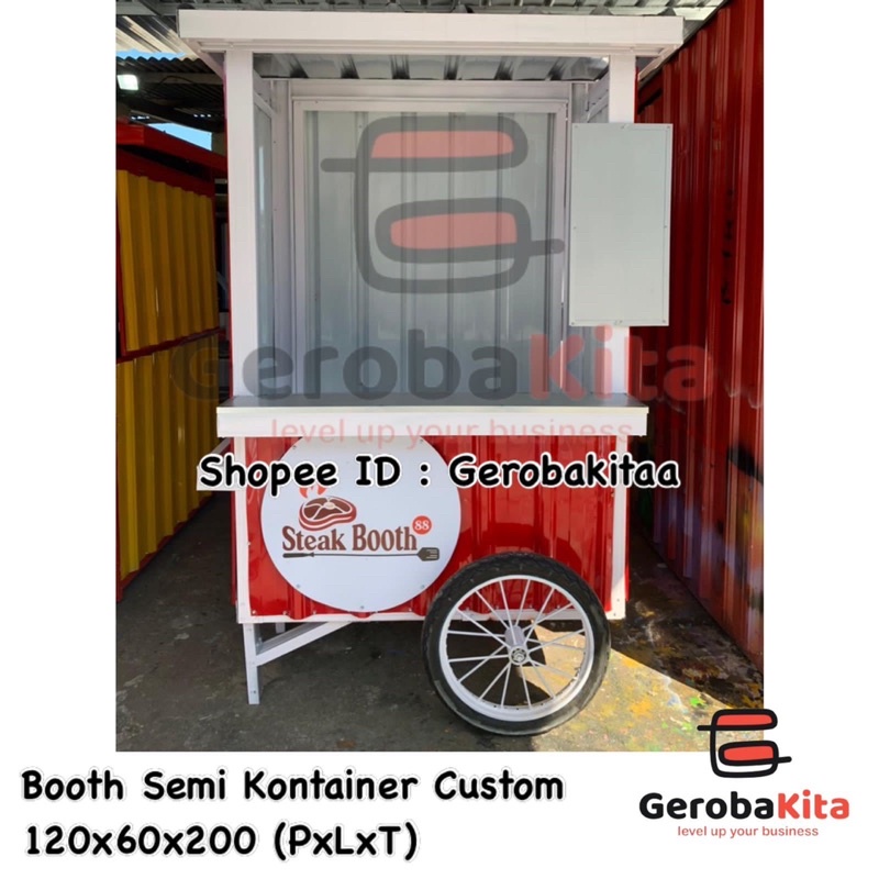 Jual booth semi container dorong / gerobak dorong/ booth roda besar ...
