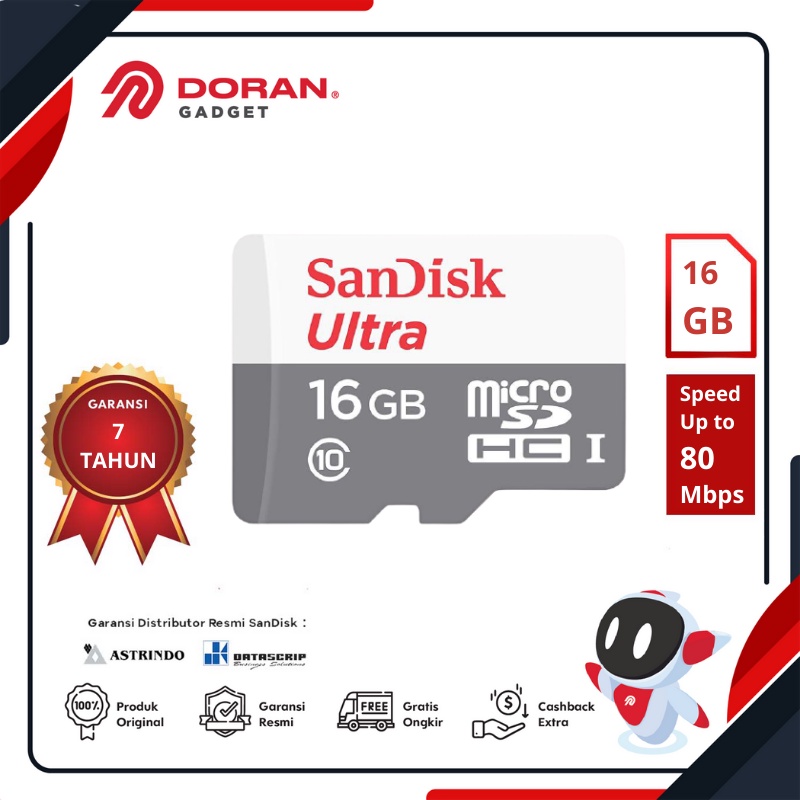 Jual Memory Card MicroSD Micro SD Sandisk Ultra Class 10 16GB 16 GB ...
