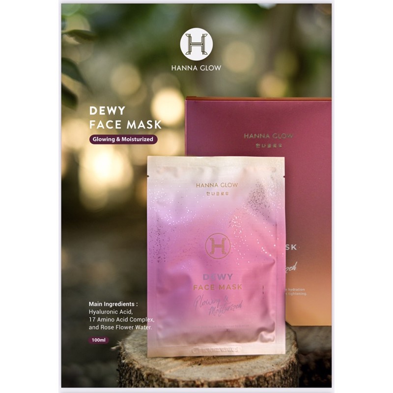 Jual HANNA GLOW DEWY FACE MASK GLOWING & MOISTURIZED ( 1 Box : 5 pcs Sheet Mask ) | Shopee Indonesia