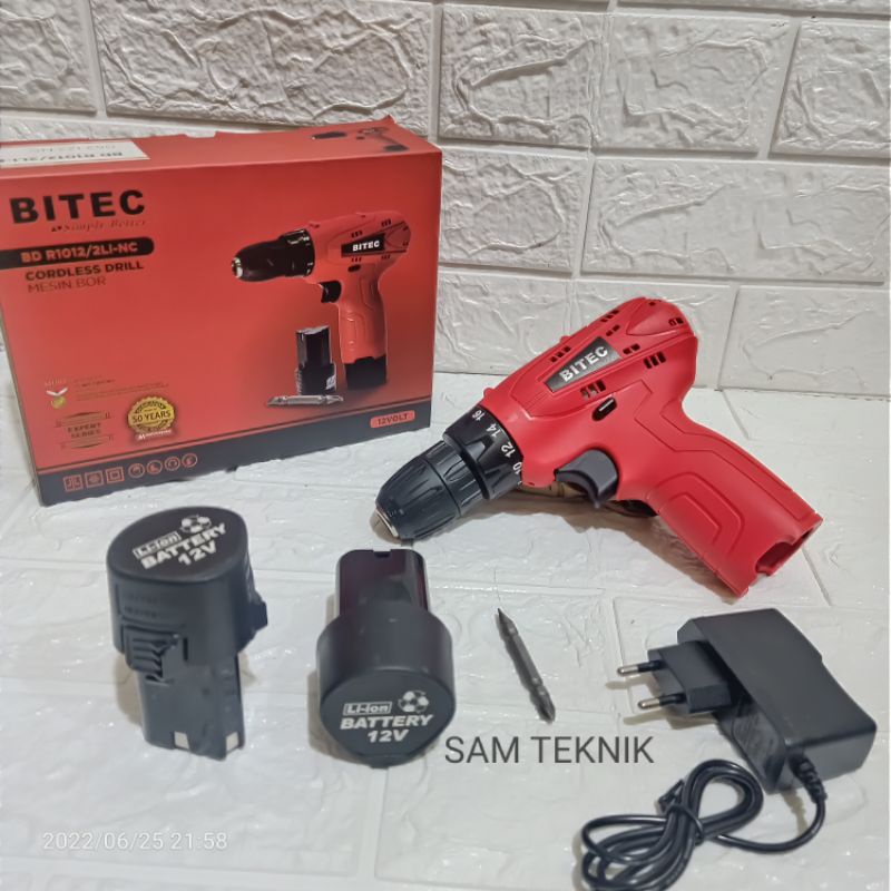 Jual Bor Bitec 12 volt 10mm 2 baterai - Garansi 12 bulan | Shopee Indonesia