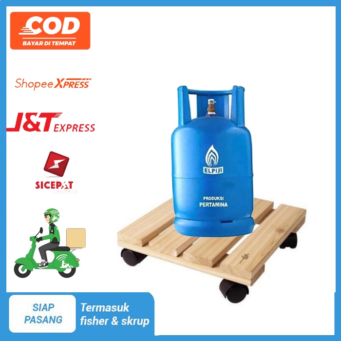 Jual Troli / Tatakan gas Roda Tabung Gas Elpiji Besi Bulat Plus Roda ...
