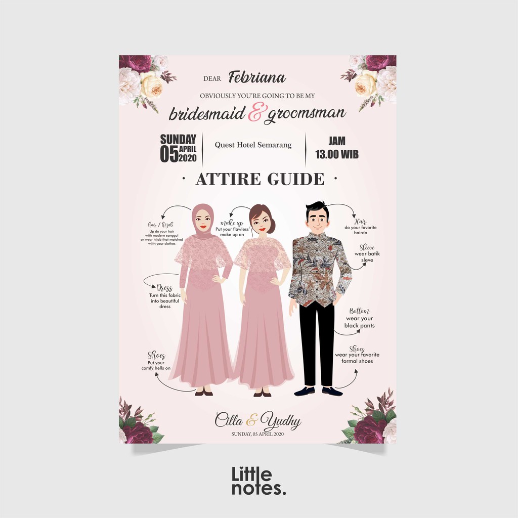 Jual ATTIRE GUIDE CARD / BRIDESMAID CARD | Shopee Indonesia
