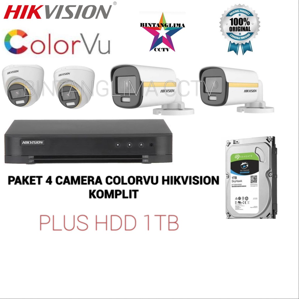 Jual PAKET CCTV 4 CAMERA HIKVISION COLORVU FULL HD 1080P KOMPLIT ...
