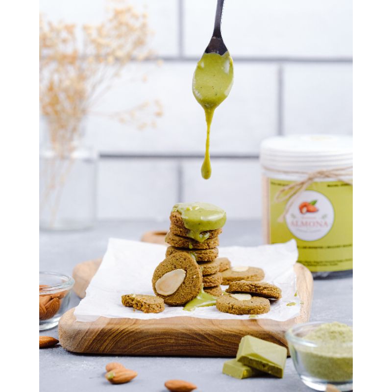 Jual Matcha Almond Cookies/Cemilan Sehat Full Almond Tanpa Gula ...