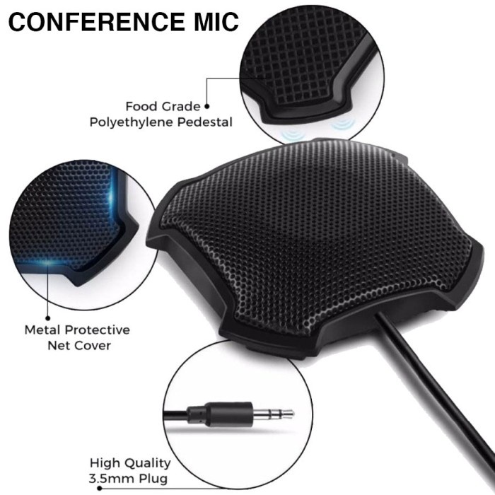 Jual Tyless Microphone 360 Table Conference Meeting Studio Mikrofon ...