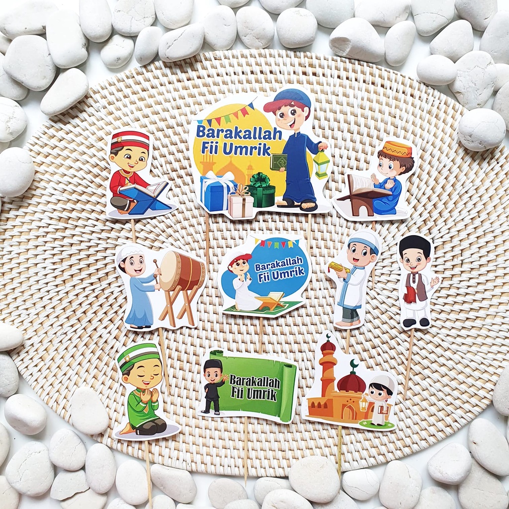 Jual Topper Kue Muslim Boy (Barakallah Fii Umrik) (10pcs) | Shopee ...