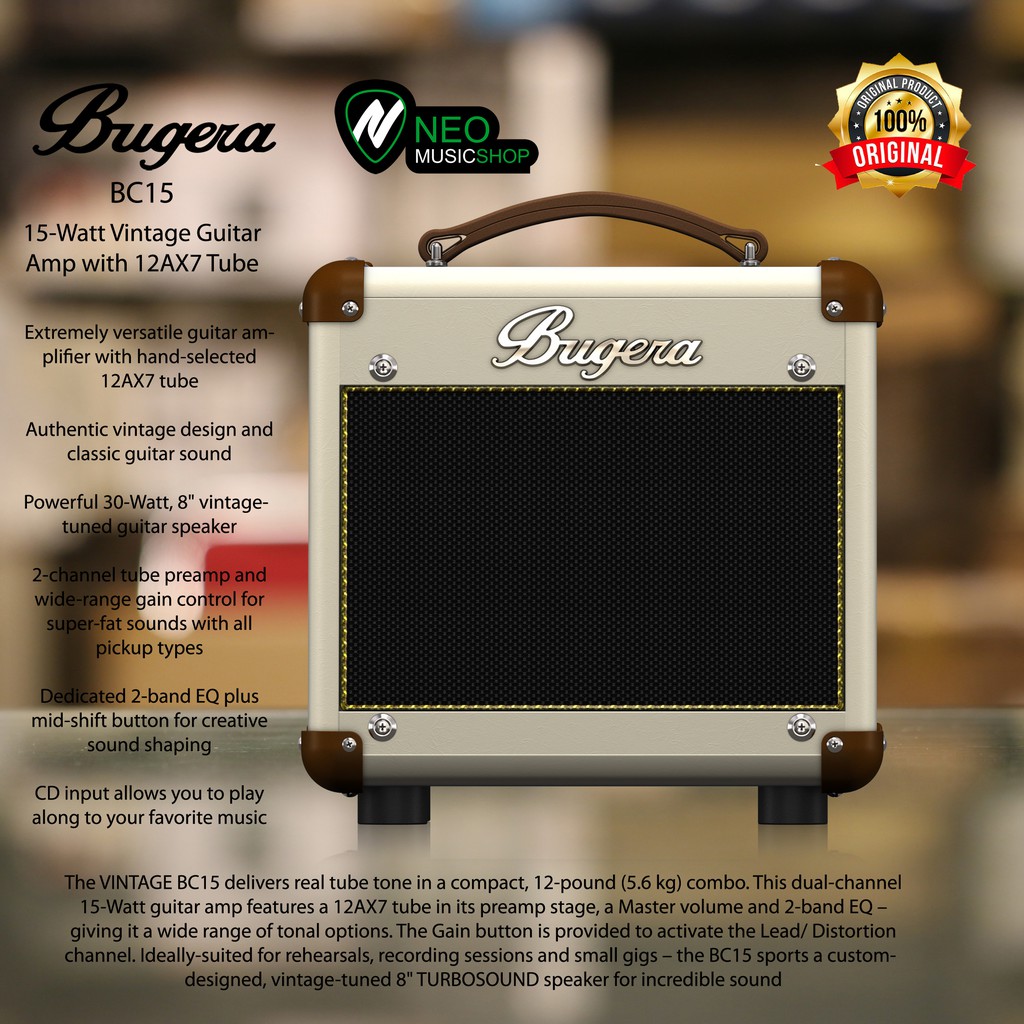 Jual BUGERA BC15 15-Watt 8" Vintage Guitar Amp with 12AX7 Tube | Shopee ...
