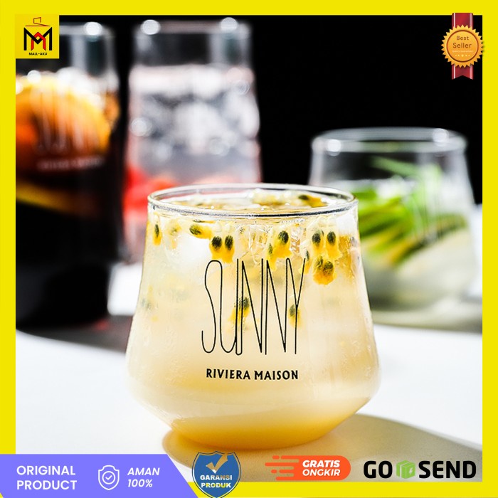 Jual Gelas Cangkir Kopi Teh Susu Jus Sirup Glass Coffee Mug Sunny 350ml ...