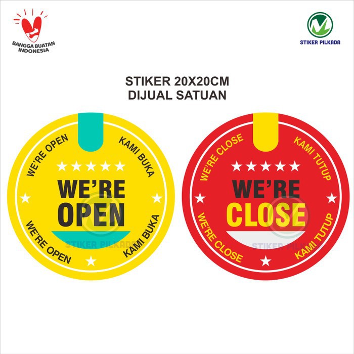 Jual stiker vinyl open & close (dijual satuan) 20x20cm | Shopee Indonesia