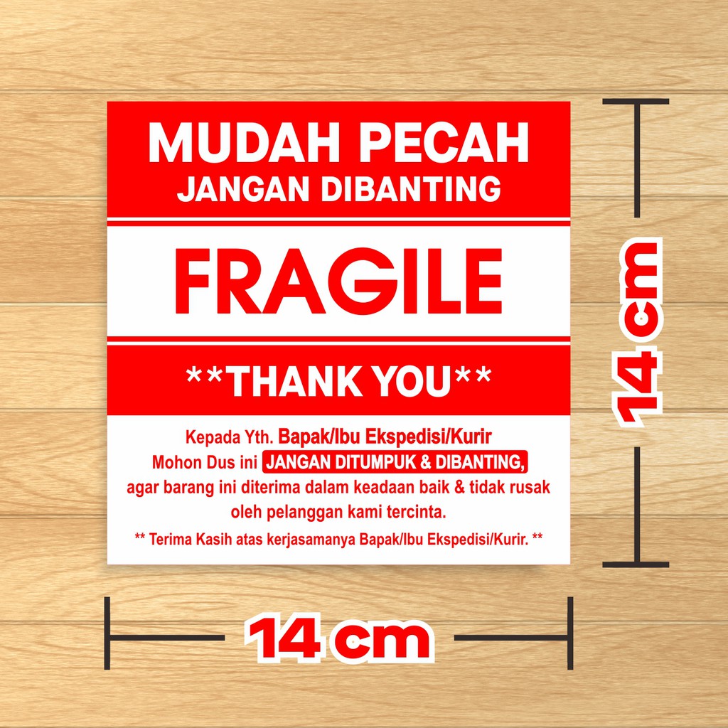 Jual Sticker Label Fragile Stiker Jangan Ditumpuk Dibanting 14 x 14 cm ...