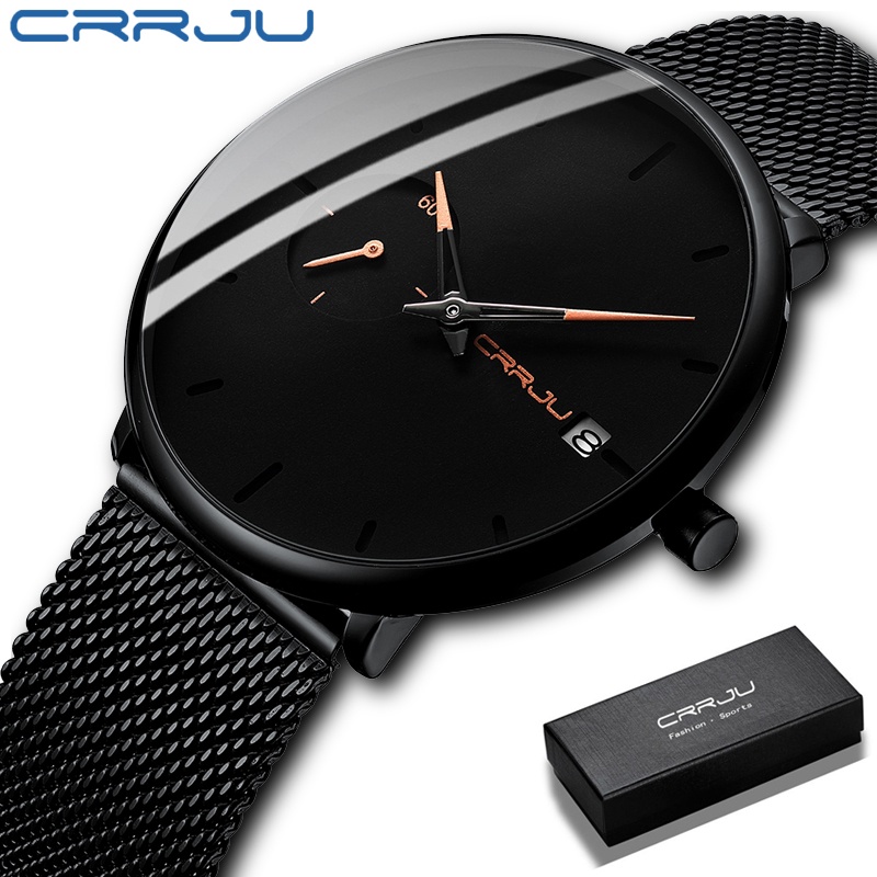 Jual Jam Tangan Pria Sangat tipis CRRJU 100% Original korea fashion ...