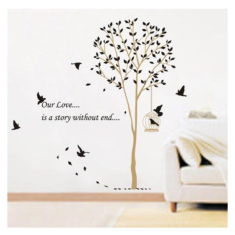 Jual WPSBGS WALL STICKER POHON RANTING SANGKAR CAGES BURUNG BIRD FRAME ...