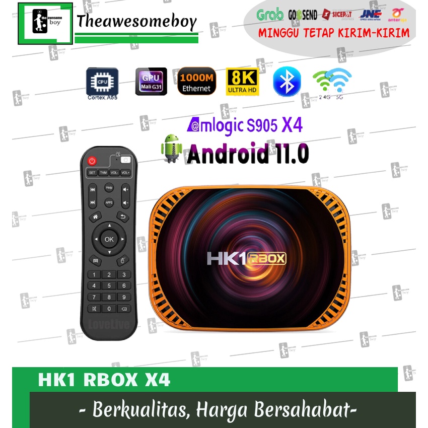 Jual HK1 RBOX X4 8K Android 11 TV Box Amlogic S905X4 USB3.0 Dual Wifi ...