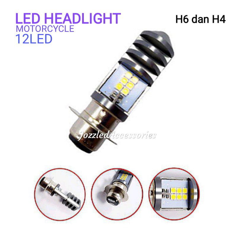 Jual Lampu utama motor LED H6 H4 12 titik led AC DC High Low | Shopee Indonesia