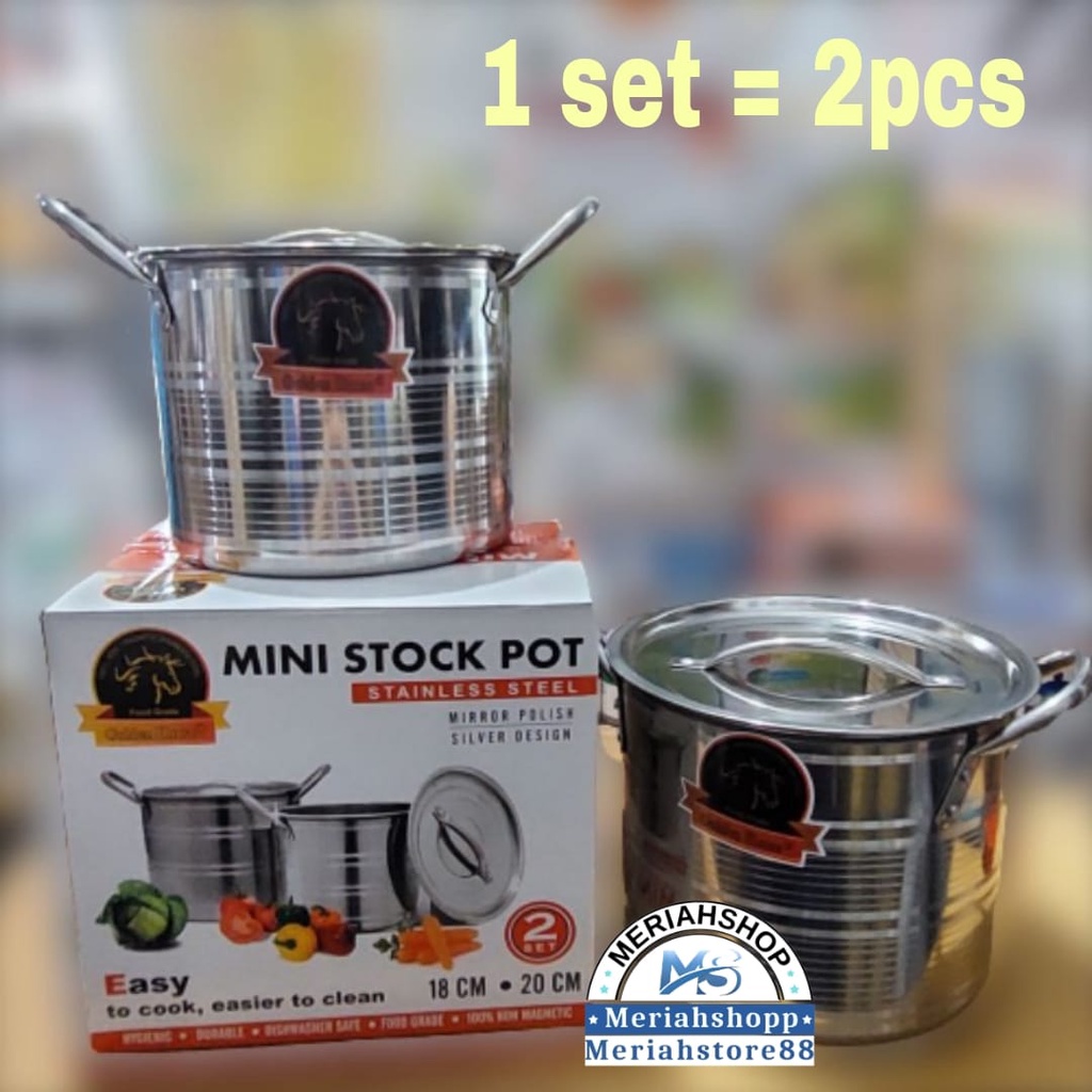 Jual Panci Mini Stockpot Dandang Stainless isi 2 set 18 cm dan 20 cm ...