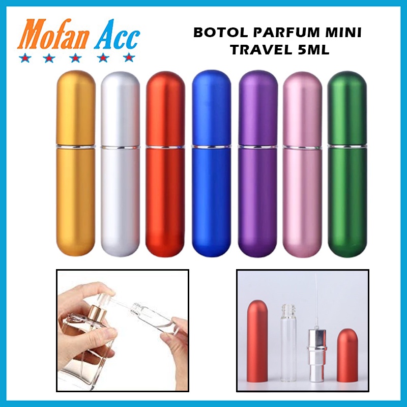 Jual Botol Parfum Mini Travel 5ML Atomizer Bottle Spray Aluminium isi ulang kapsul lipstik ...