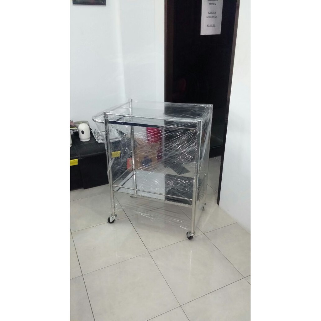 Jual MEJA TROLI INSTRUMEN 2 RAK STAINLESS STEEL | Shopee Indonesia