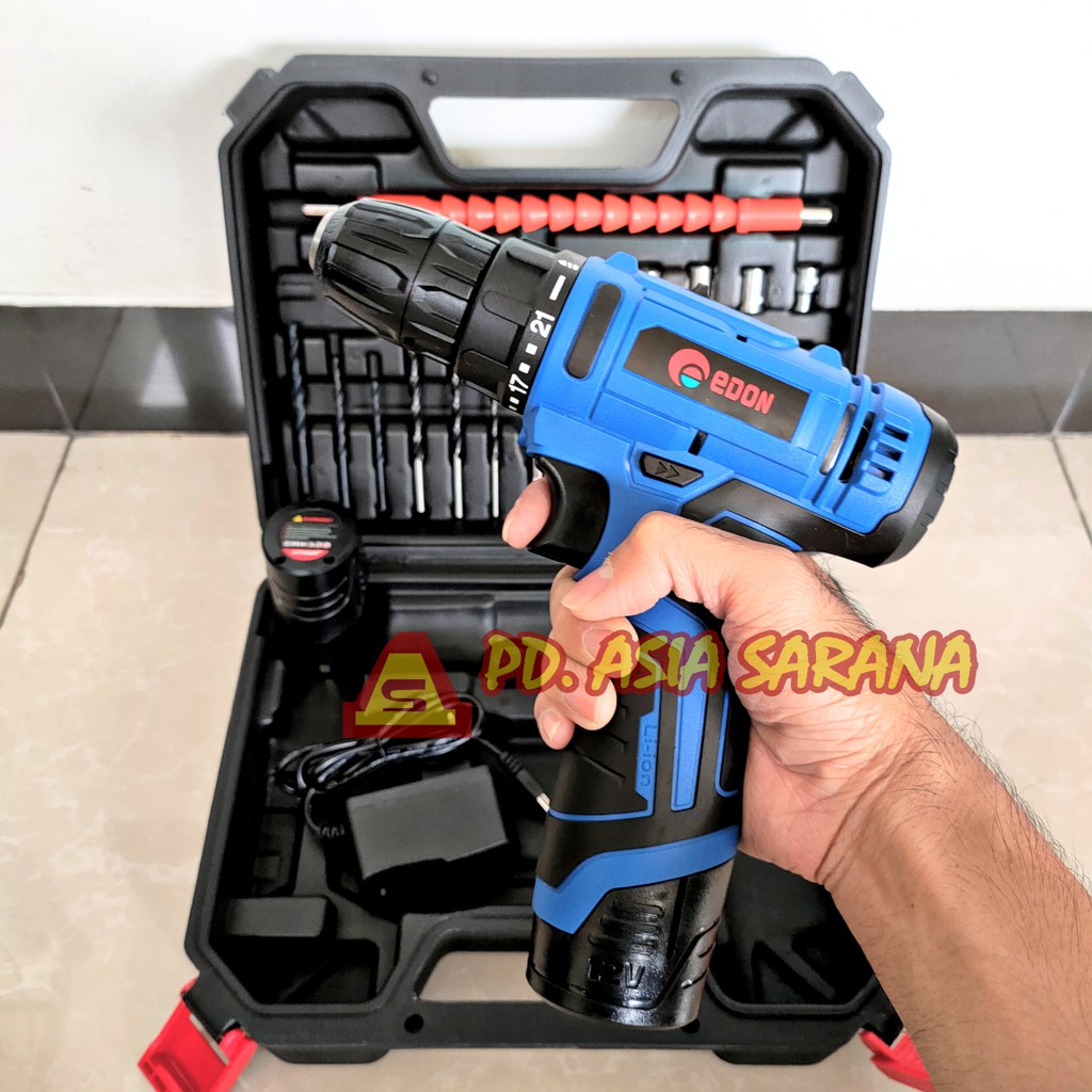 Jual Battery Cordless Drill Set Lithium 12V Edon / Mesin Bor Baut ...