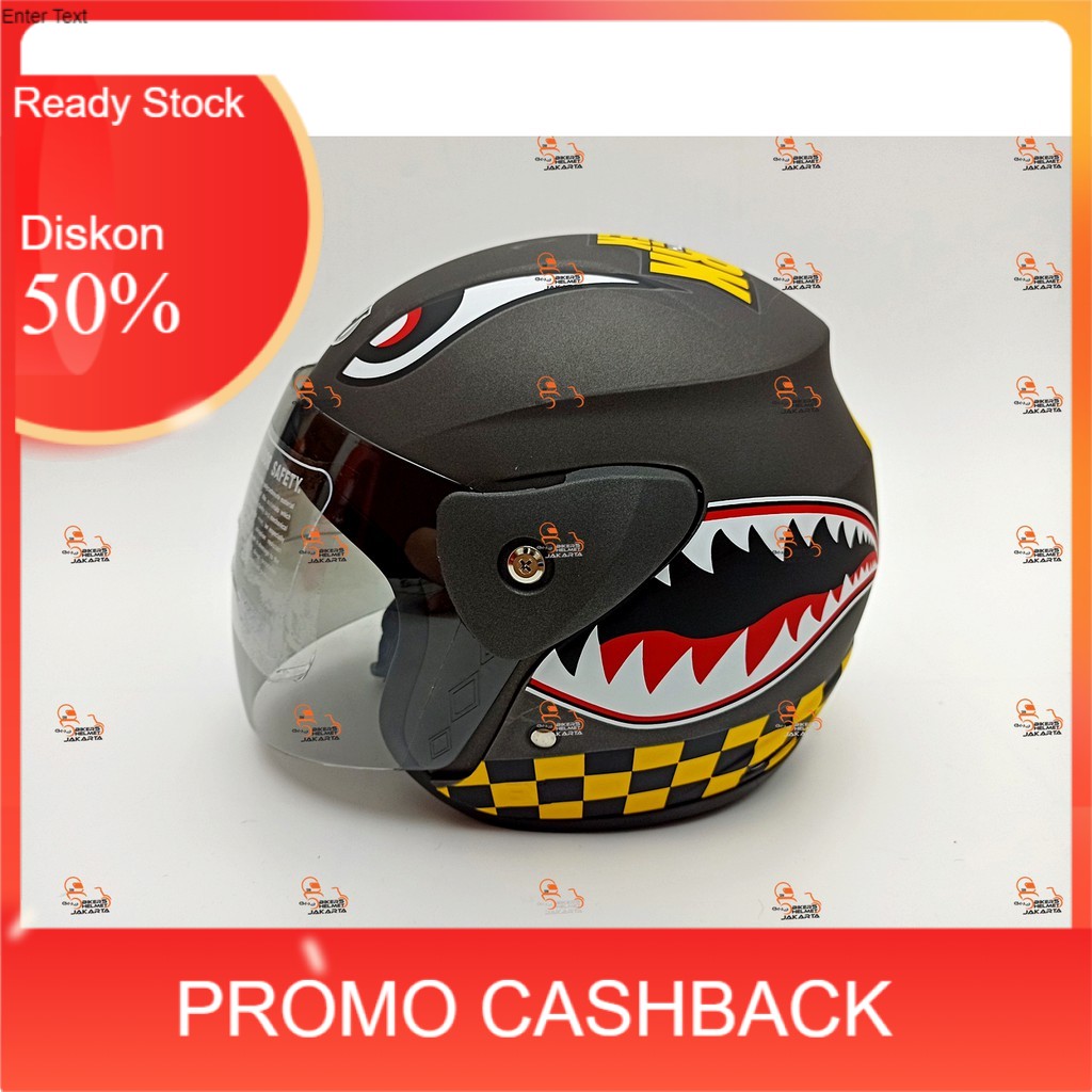 Jual HELM HELEM SHARK WARHAWK GREY DOFF HALF FACE MODEL GM EVO IJIN SNI ...
