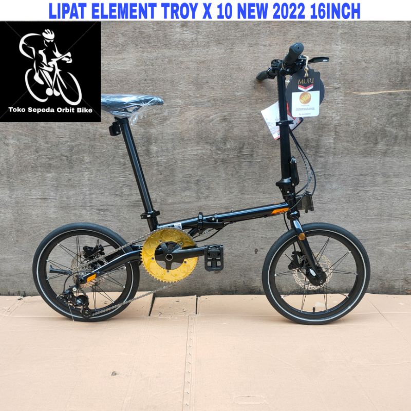 Jual Sepeda Lipat Element Troy 10Sp Gold Chrome 16Inch Chromolly Rem ...