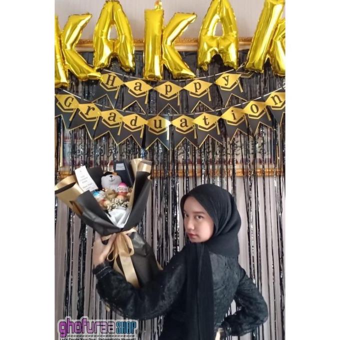 Jual Paket dekorasi wisuda happy graduation graduated grad bunting flag ...