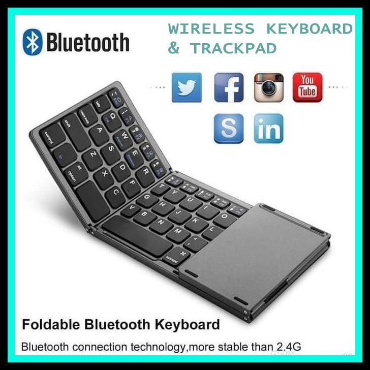 Jual KI98 FOLDABLE WIRELESS KEYBOARD & TOUCHPAD BLUETOOTH LIPAT MAC ...