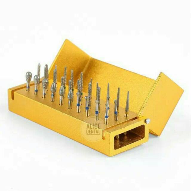 Jual Bur set diamond bur high speed isi 30 burs dental bur gigi + tempat kotak logam bur gigi ...