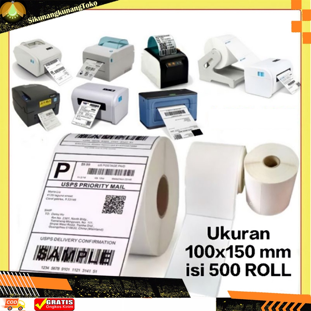 Jual (SKN) Label Thermal Printer Kertas Stiker Sticker Label 500 Pcs /250 Pcs ROLL Ukuran 100 x ...