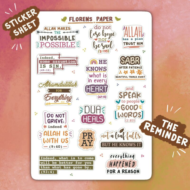 Jual Sticker Sheet The Reminder Kata Motivasi Islami Ayat Al-Qur'an ...