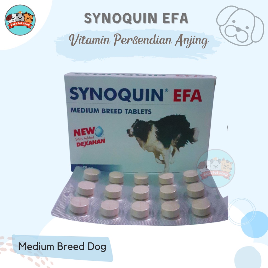 Jual Synoquin EFA Medium Breed Tablets For Dogs Suplemen Tulang dan ...