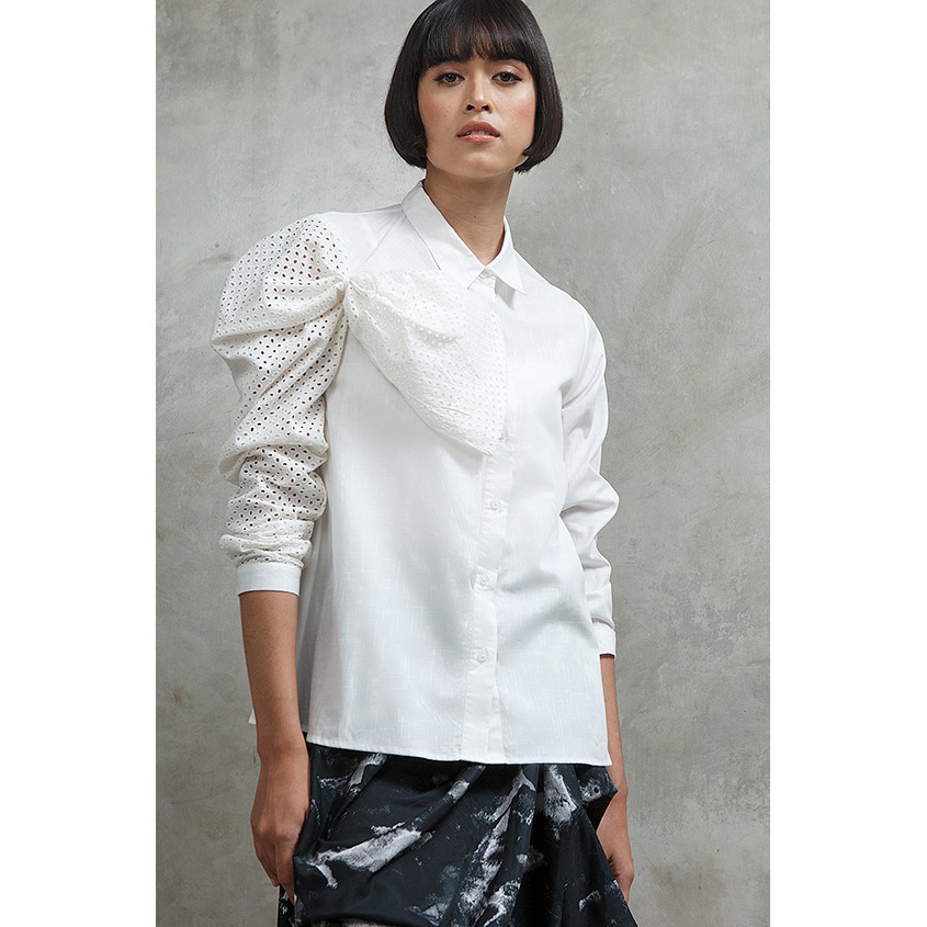 Jual (Defect Sale) Cottonink - Kemeja Wanita Off-white Embroidered ...