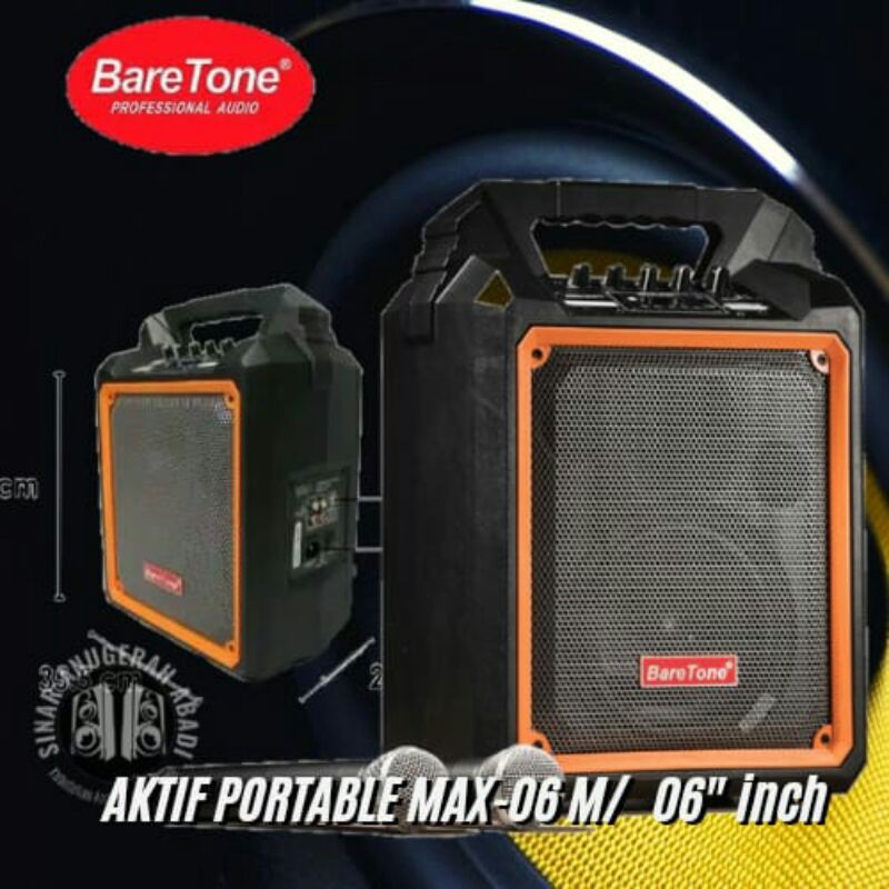Jual SPEAKER AKTIF PORTABLE MINI BARETONE WIRELESS MAX-06 M /6"inch ...