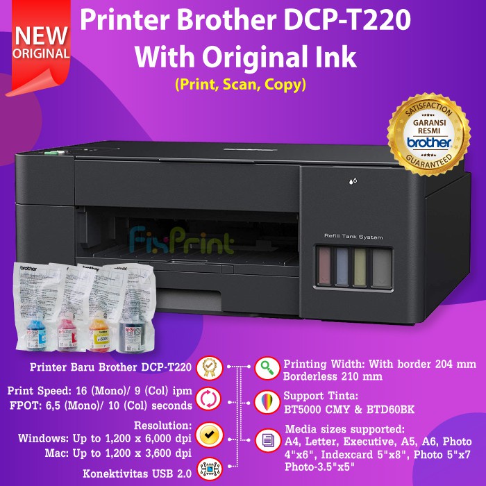 Jual Printer Ink Tank Brother DCP-T220 DCP T220 Original Tinta Botol BT ...