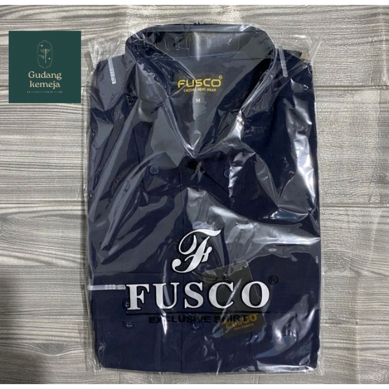 Jual FUSCO Kemeja Pria Formal Reguler Warna BIRU NEVI Kemeja Pria Polos ...