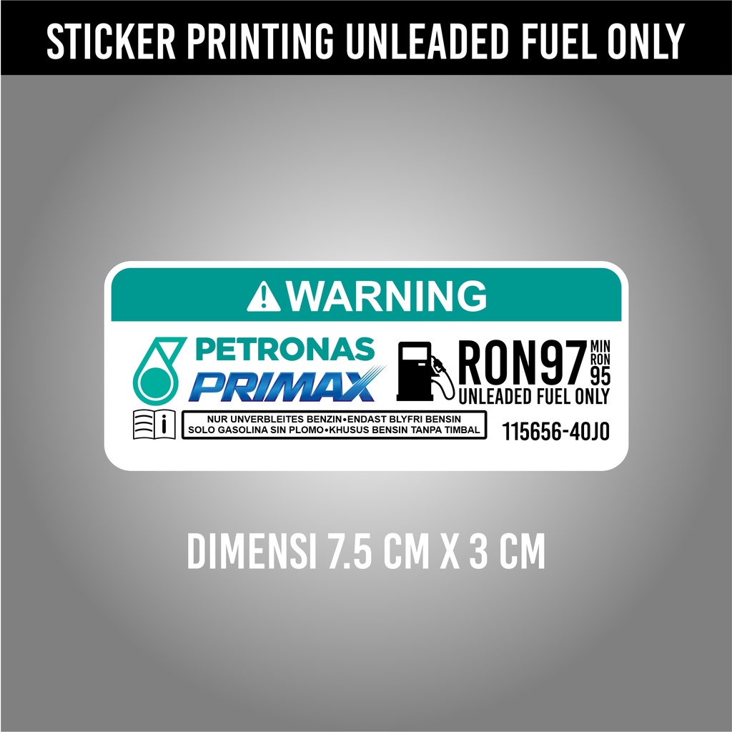 Jual Sticker Printing Unleaded Fuel Only Bahan Bakar RON Pertamax Shell ...