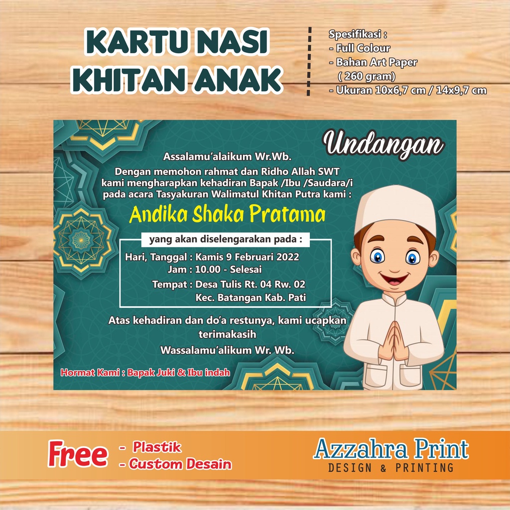 Jual Undangan Khitan Anak / Kartu Nasi Khitan / Undangan Tasyakuran ...