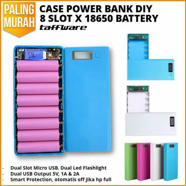 Jual Casing DIY Power Bank USB 2 Port & LCD - 8 Baterai X 18650 C13 ...