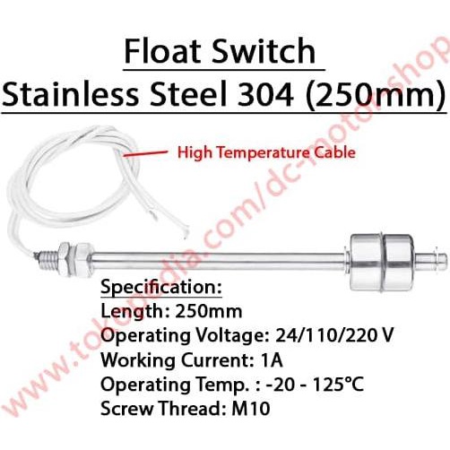 Jual Float Switch Stainless Steel Liquid Water Level Sensor 250mm ...