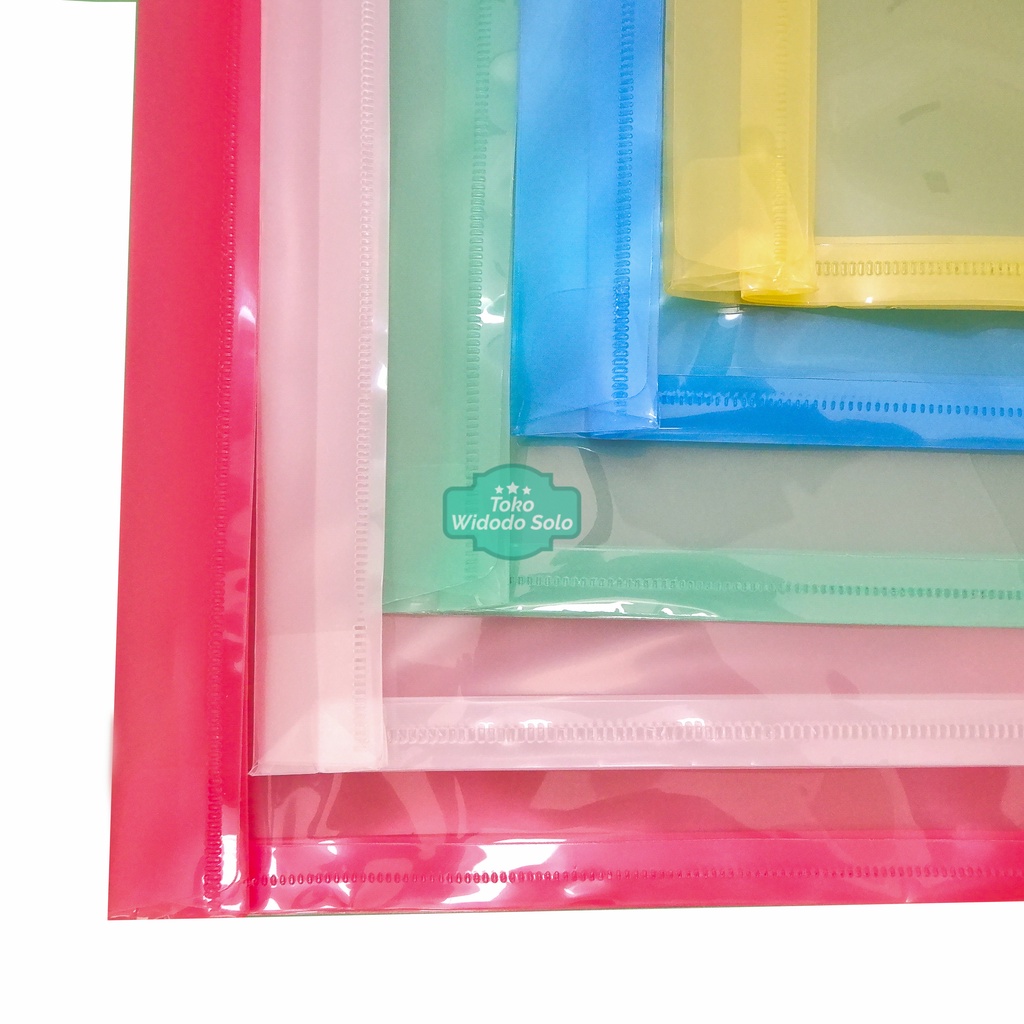 Jual 1 BUAH Map Plastik Kancing Folio Merah Putih Hijau Biru Kuning ...