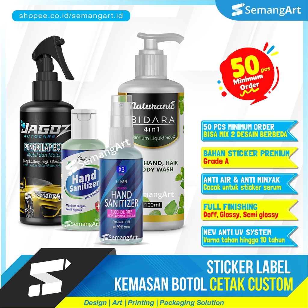 Jual Sticker Label Kemasan Botol Spray / Fliptop / Pump Anti Air & UV ...