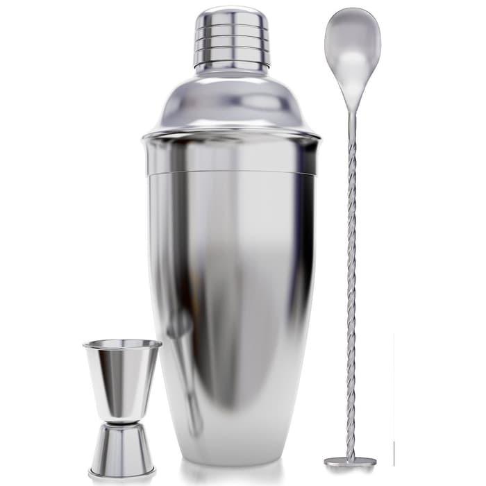 Jual Cocktail Shaker Koktail Set 720 ML with Jigger & Bar Spoon Mixo ...