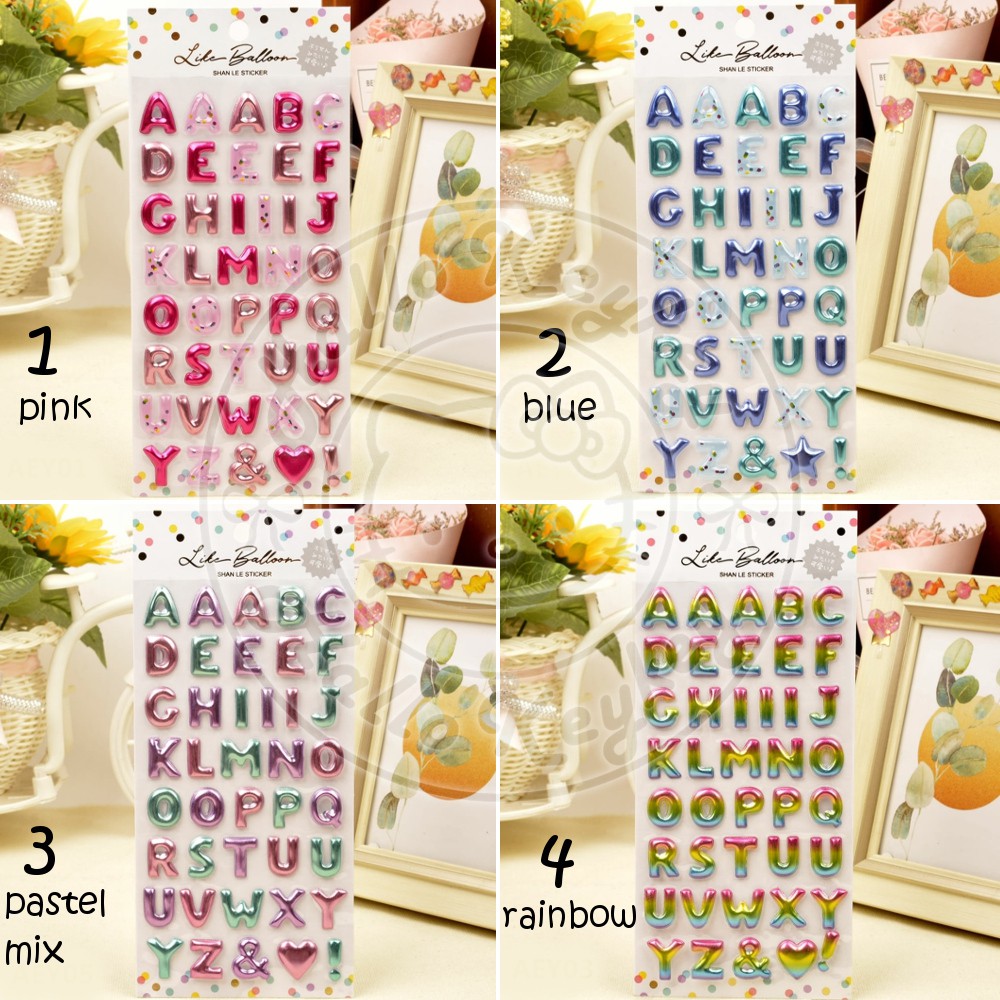 Jual stiker huruf abjad alpabet timbul metalik | Shopee Indonesia