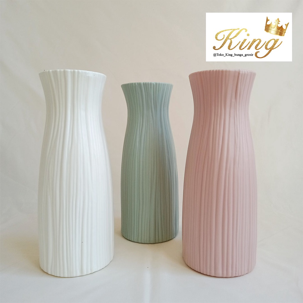 Jual Vas Pot Bunga Plastik Plastic Texture Wood Large Hias Dekor ...