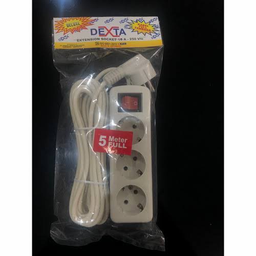 Jual STOP KONTAK DEXTA 2 3 4 5LUBANG 5METER EXTENSION SOCKET TERMINAL ...