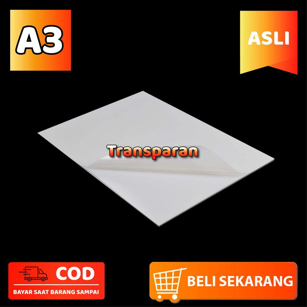 Jual Stiker Bening Transparan A3 / Kertas Stiker Transparan Polos Murah ...